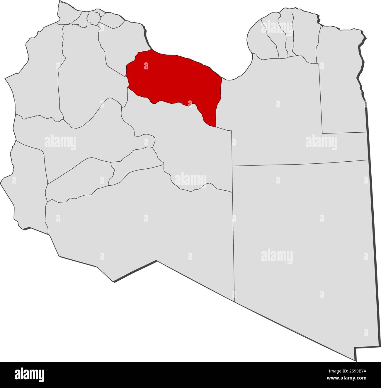 Map of Libya with the provinces, Sirte is highlighted Stock Vector ...