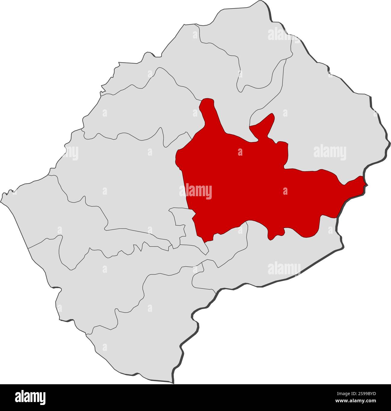 Map of Lesotho with the provinces, Thaba-Tseka is highlighted Stock ...