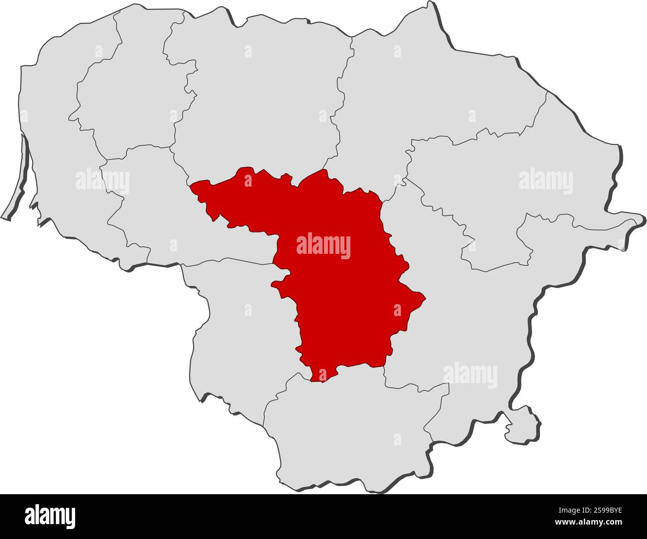 Map of Lithuania with the provinces, Kaunas is highlighted Stock Vector ...