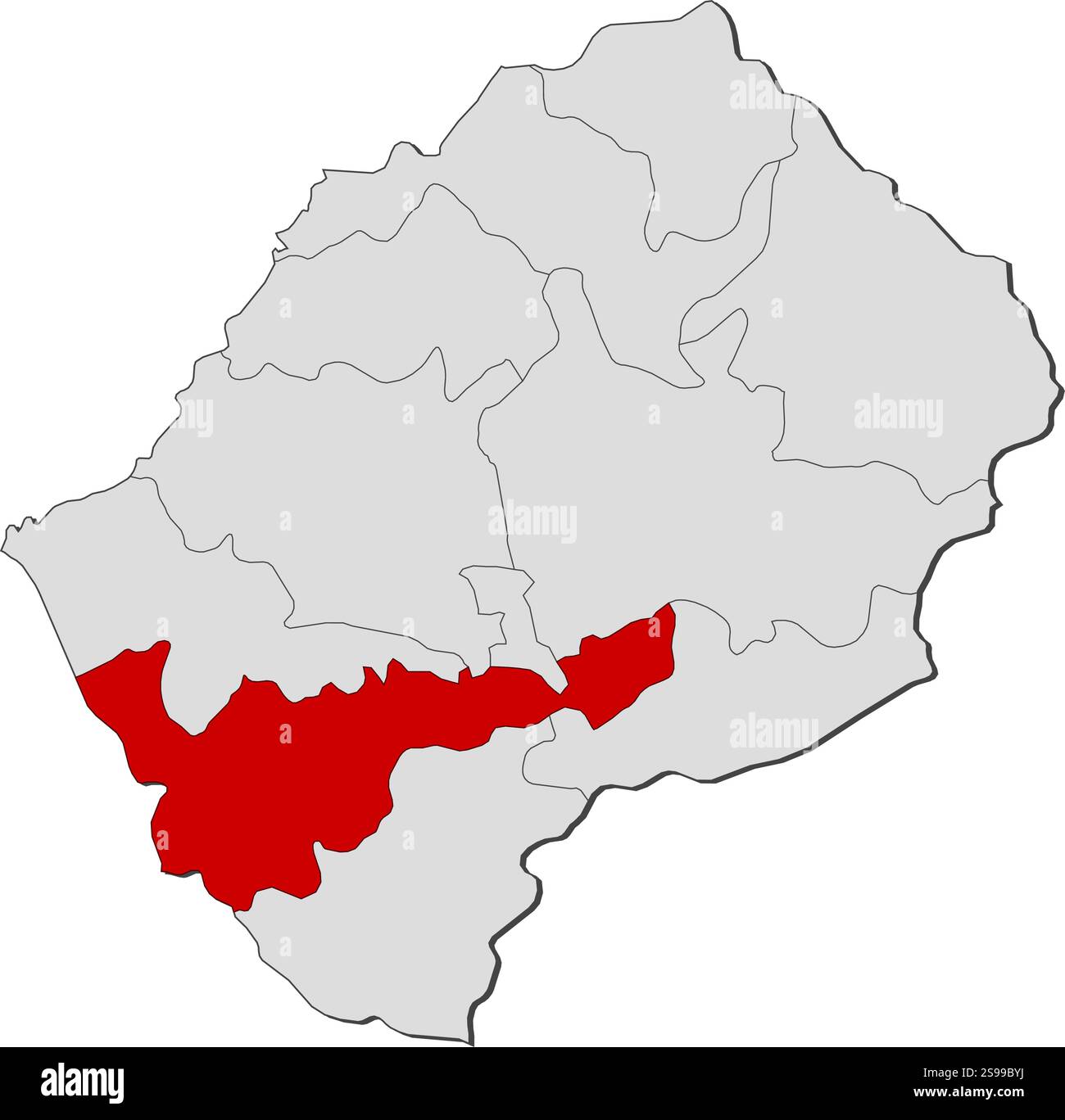 Map of Lesotho with the provinces, Mohale's Hoek is highlighted Stock ...