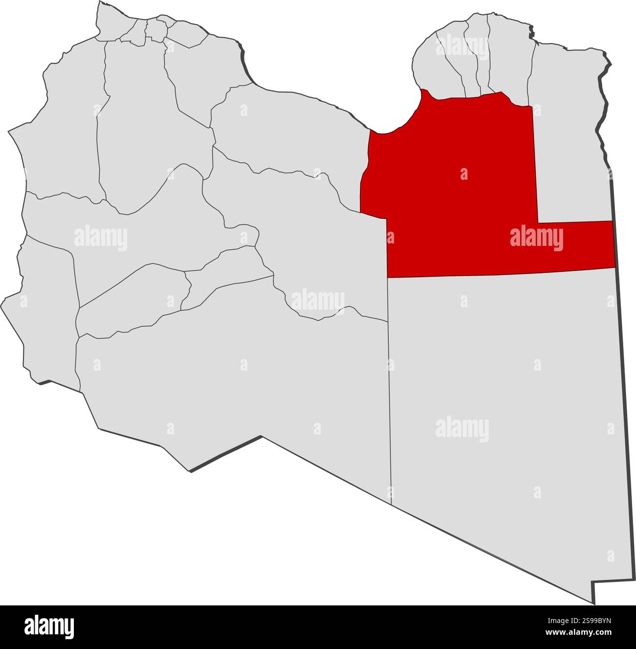 Map of Libya with the provinces, Al Wahat is highlighted Stock Vector ...