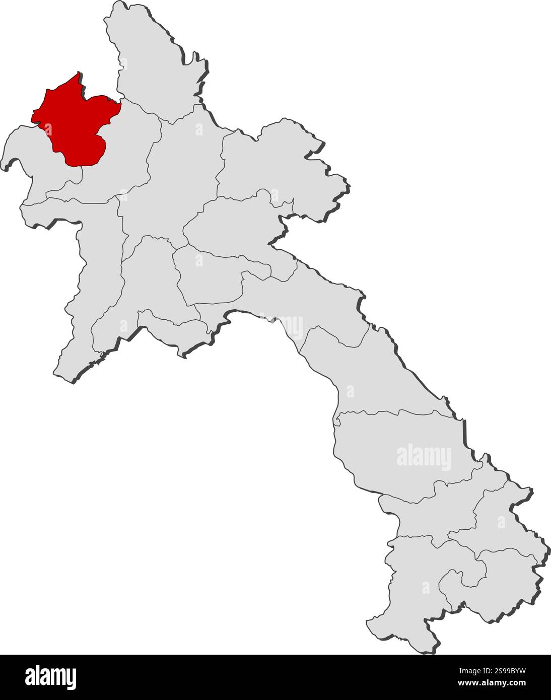 Map of Laos with the provinces, Luang Namtha is highlighted Stock ...