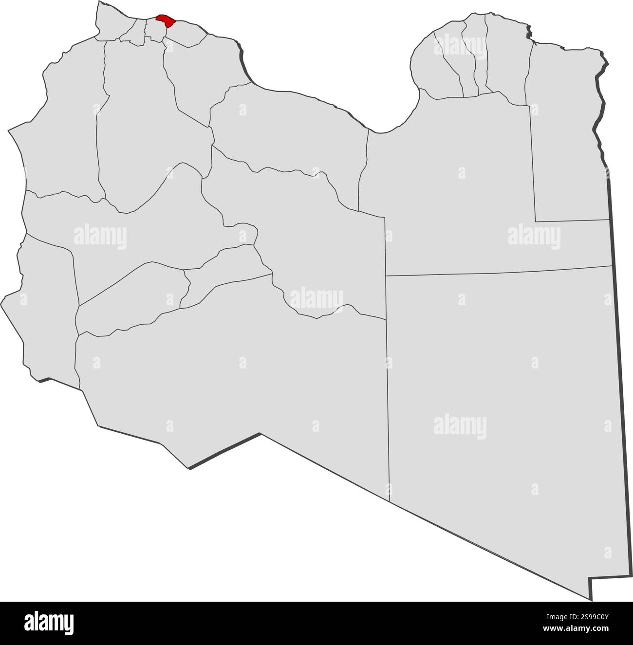 Map of Libya with the provinces, Tripoli is highlighted Stock Vector ...