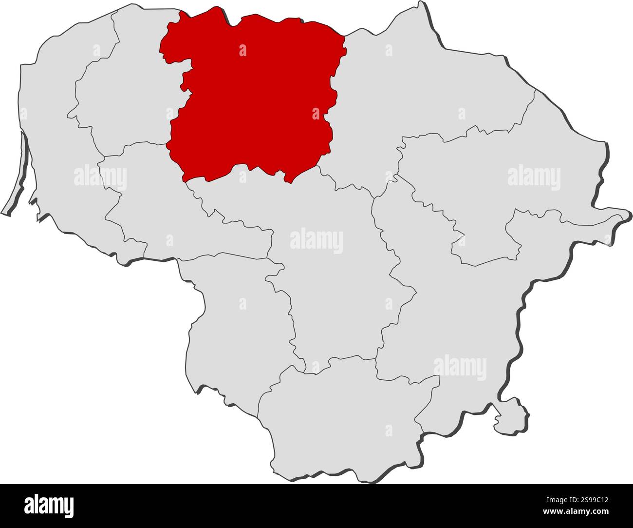 Map of Lithuania with the provinces, Siauliai is highlighted Stock ...