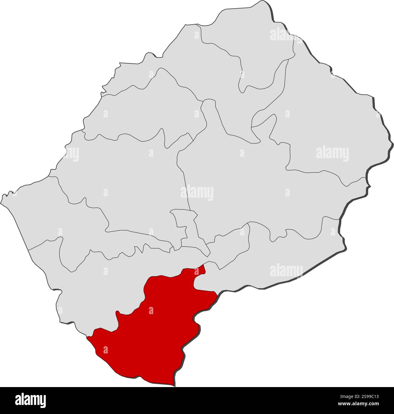 Map of Lesotho with the provinces, Quthing is highlighted Stock Vector ...
