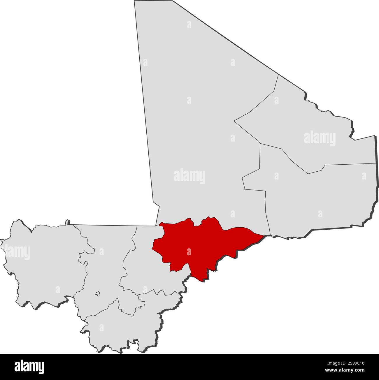 Map of Mali with the provinces, Mopti is highlighted Stock Vector Image ...