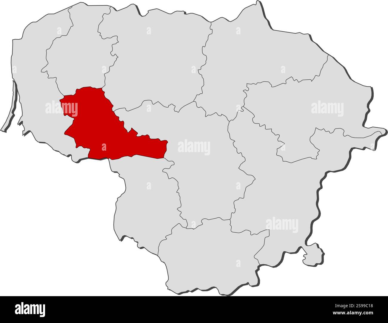 Map of Lithuania with the provinces, Taurage is highlighted Stock ...