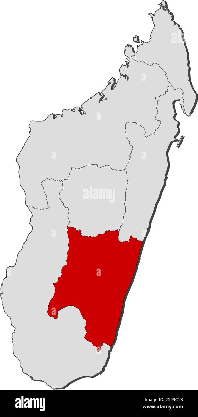 Map of Madagascar with the provinces, Fianarantsoa is highlighted Stock ...