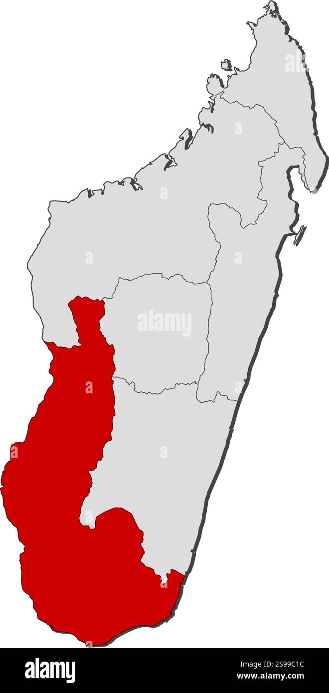 Map of Madagascar with the provinces, Toliara is highlighted Stock Vector Image & Art - Alamy