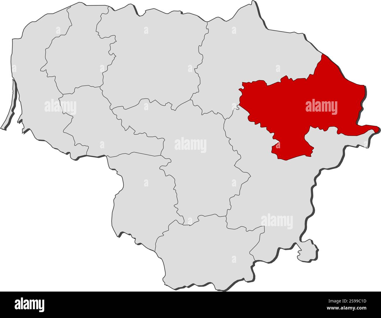 Map of Lithuania with the provinces, Utena is highlighted Stock Vector ...