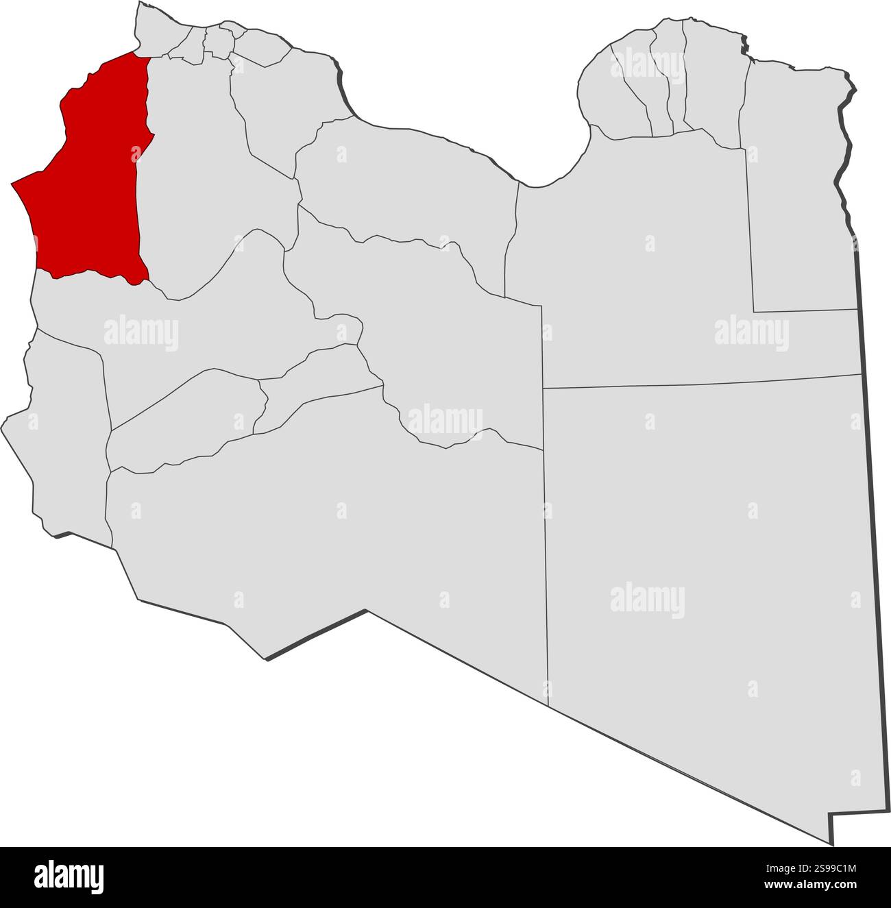 Map of Libya with the provinces, Nalut is highlighted Stock Vector ...