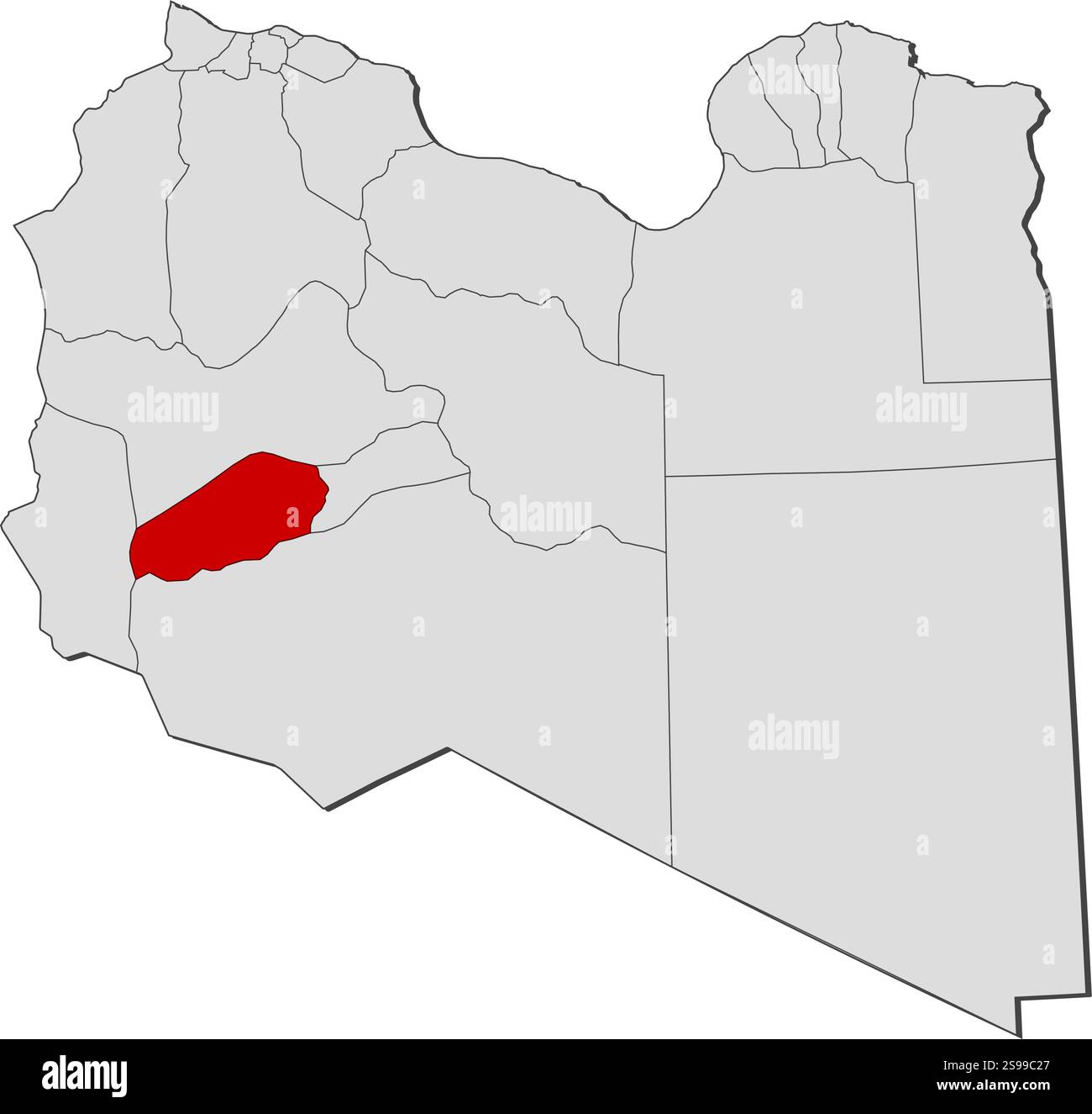 Map of Libya with the provinces, Wadi al Hayaa is highlighted Stock ...
