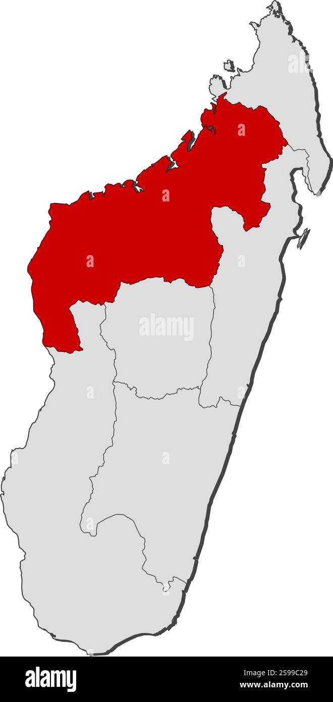 Map of Madagascar with the provinces, Mahajanga is highlighted Stock ...