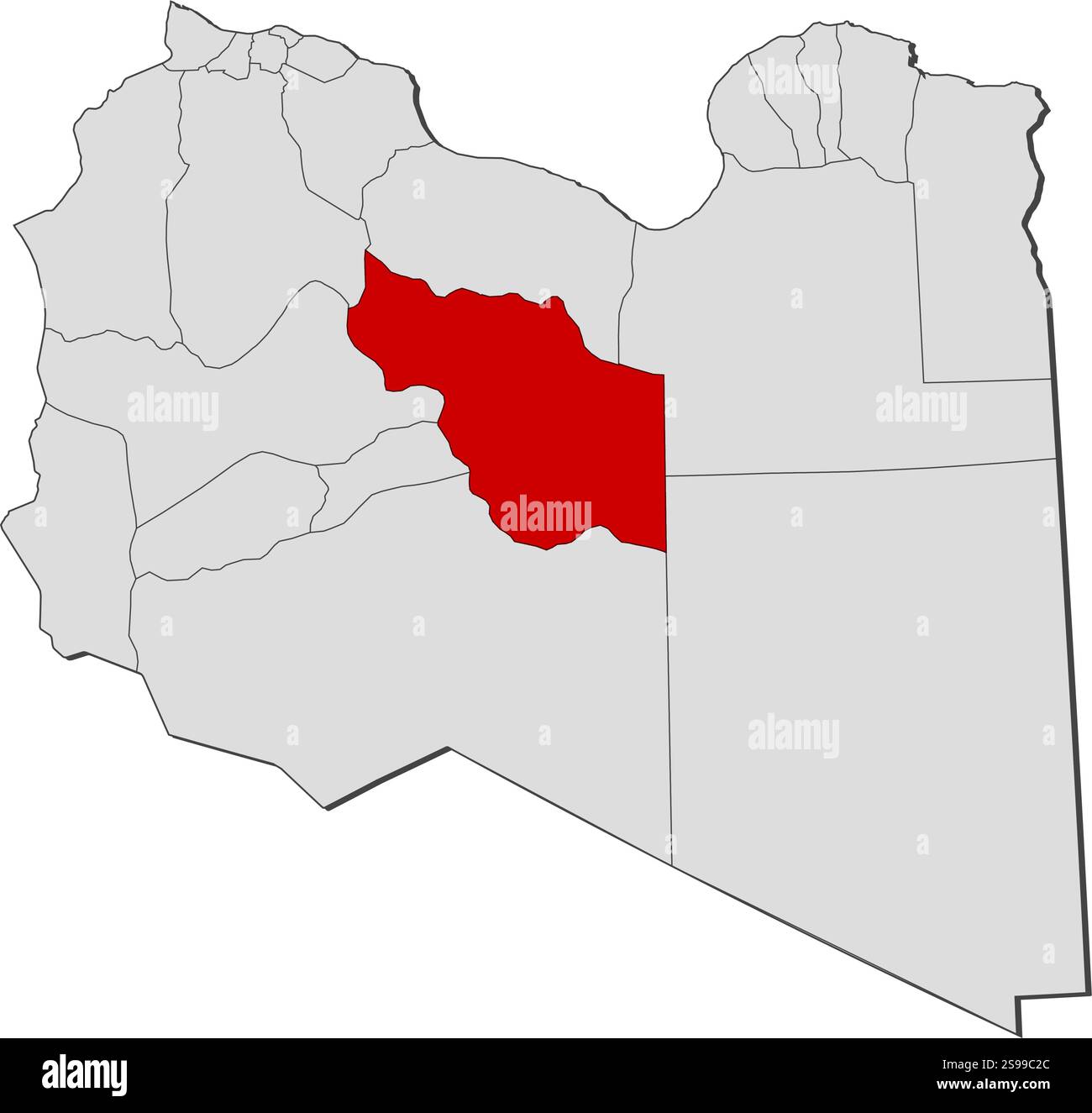 Map of Libya with the provinces, Jufra is highlighted Stock Vector ...