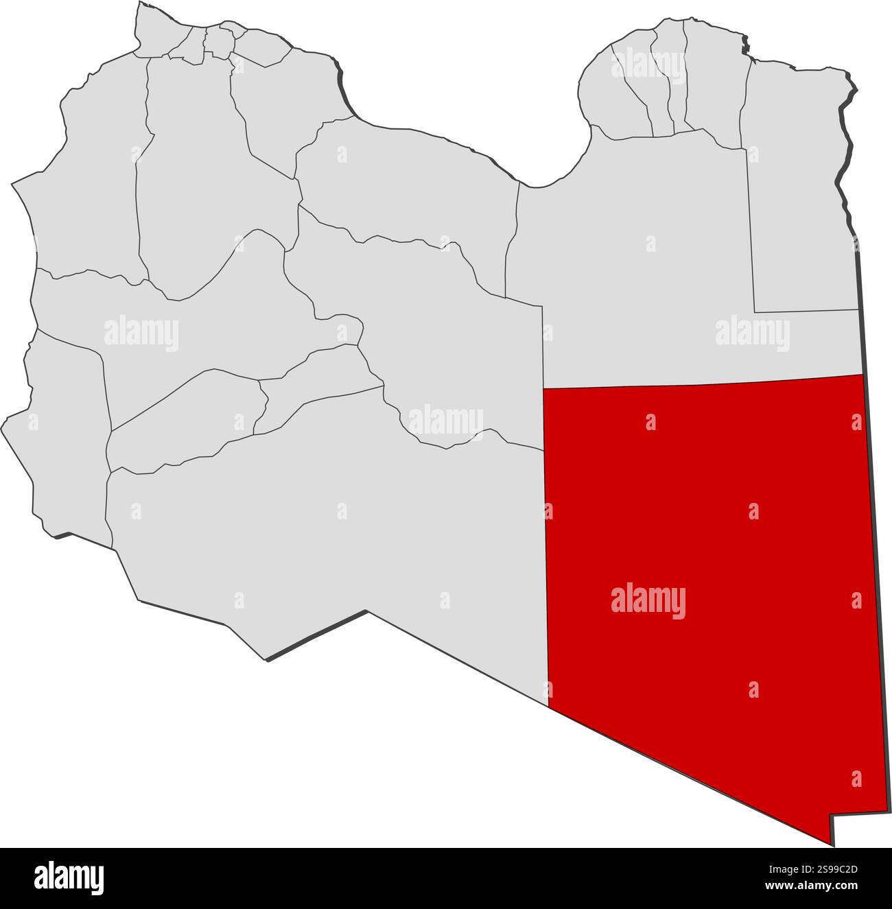 Map of Libya with the provinces, Kufra is highlighted Stock Vector ...