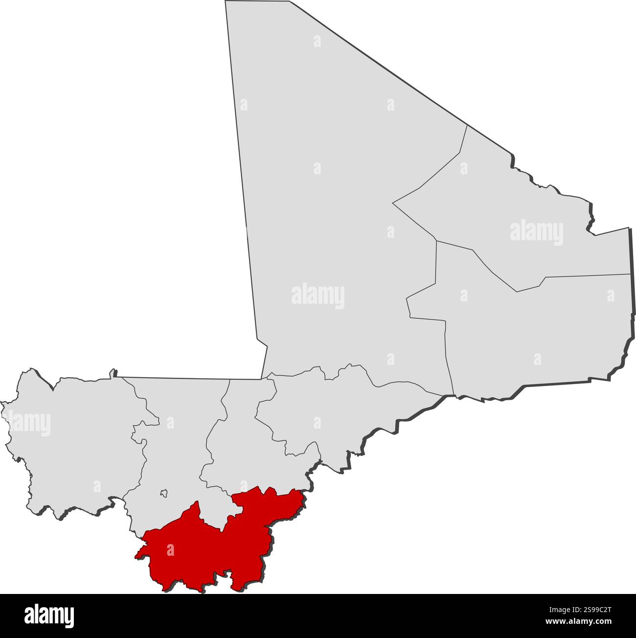 Map of Mali with the provinces, Sikasso is highlighted Stock Vector ...