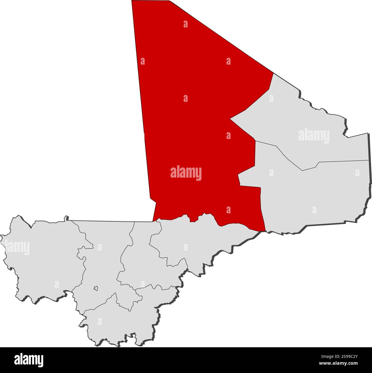 Map of Mali with the provinces, Tombouctou is highlighted Stock Vector ...