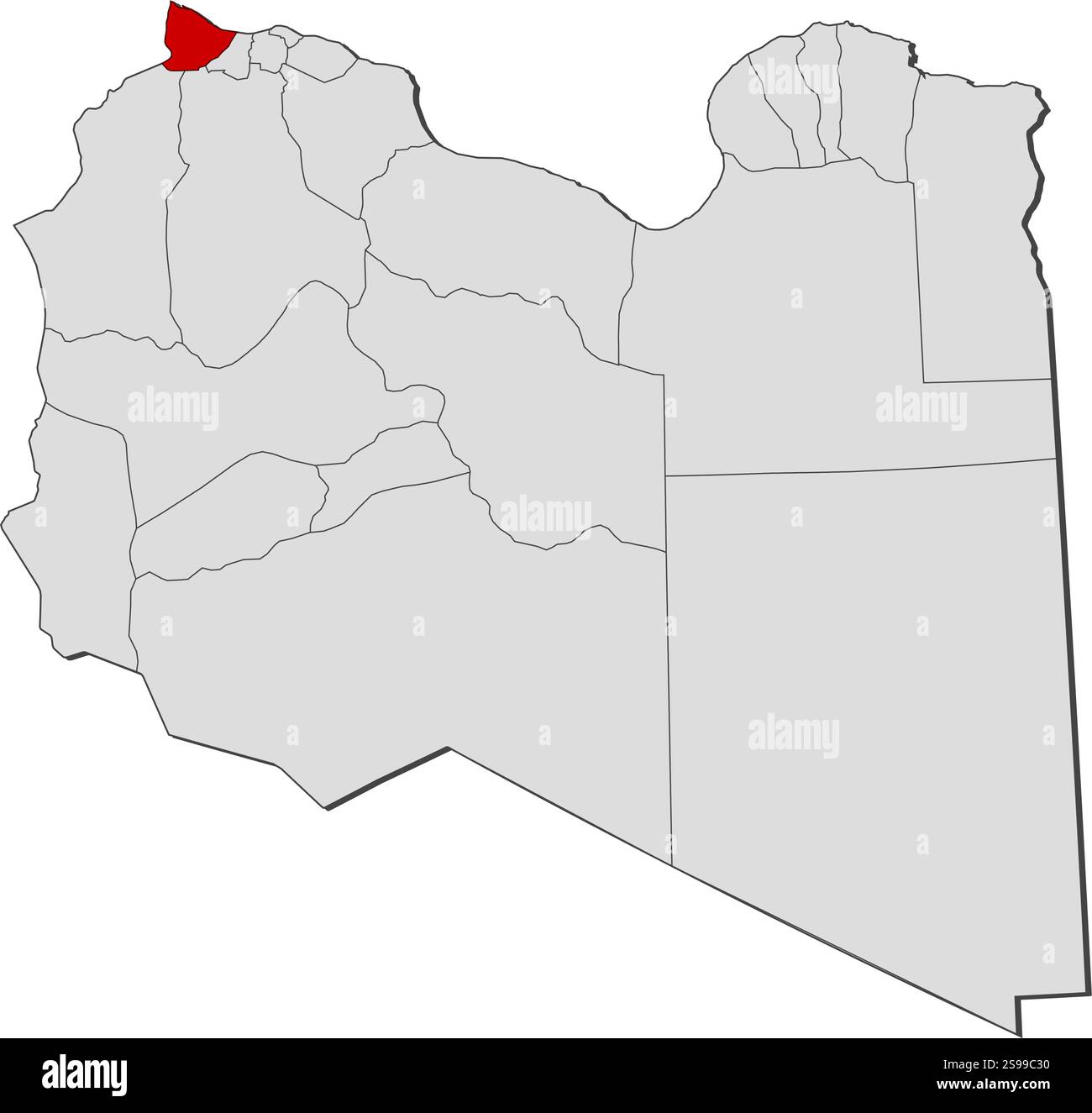 Map of Libya with the provinces, Nuqat al Khams is highlighted Stock ...