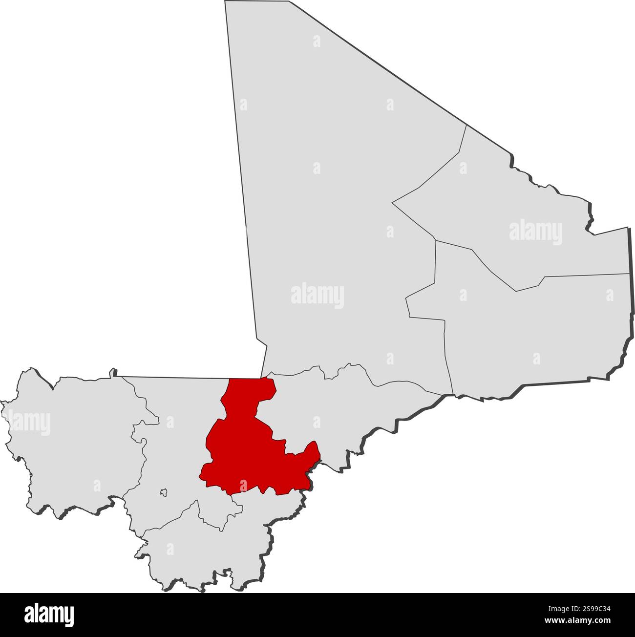 Map of Mali with the provinces, Segou is highlighted Stock Vector Image ...