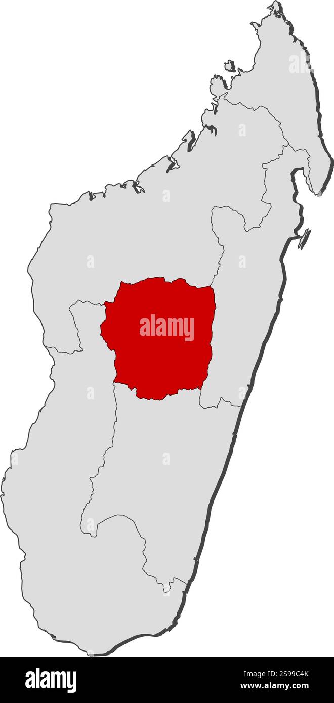 Map of Madagascar with the provinces, Antananarivo is highlighted Stock ...