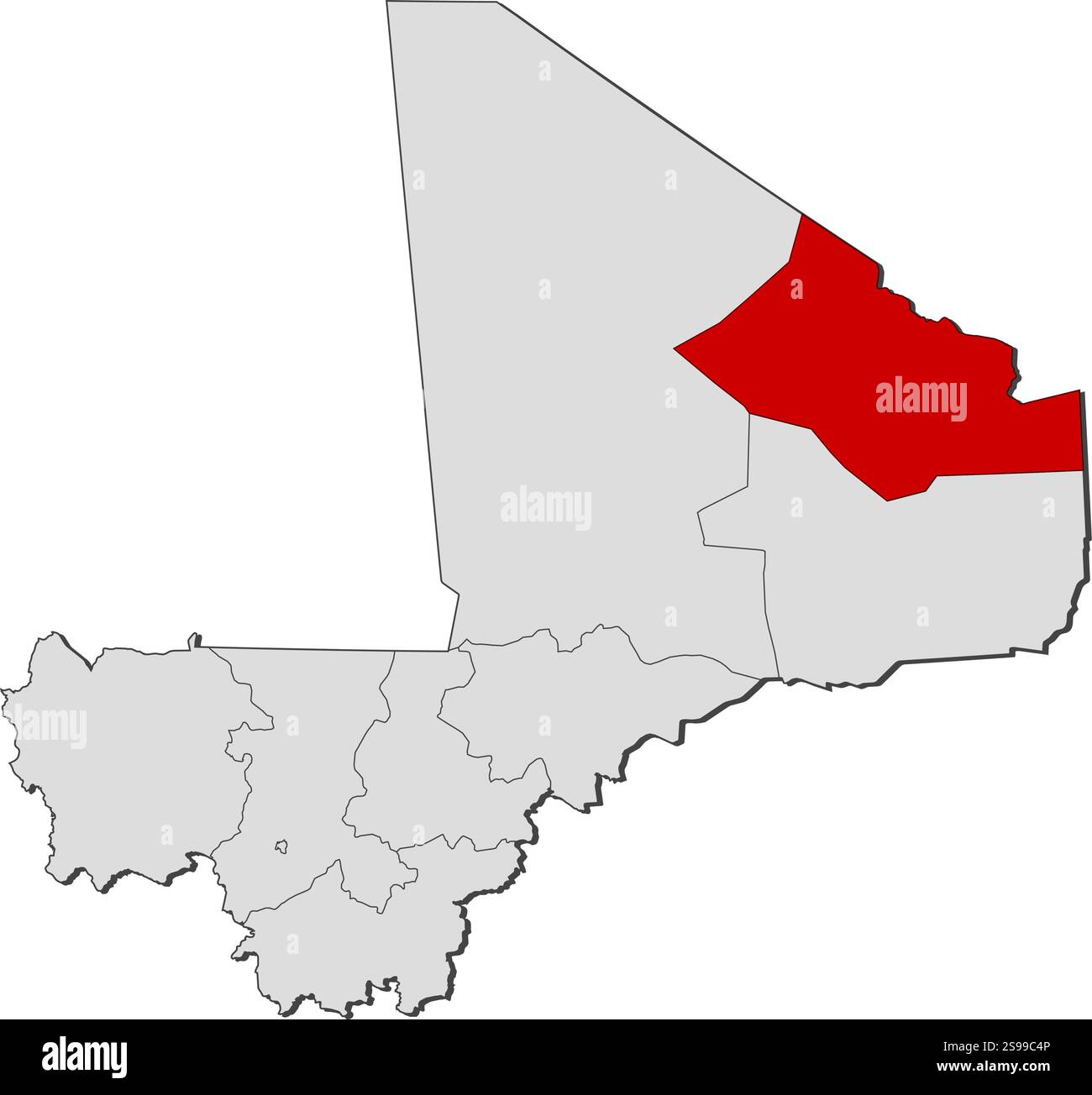 Map of Mali with the provinces, Kidal is highlighted Stock Vector Image ...