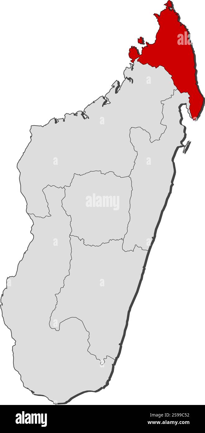 Map of Madagascar with the provinces, Antsiranana is highlighted Stock ...