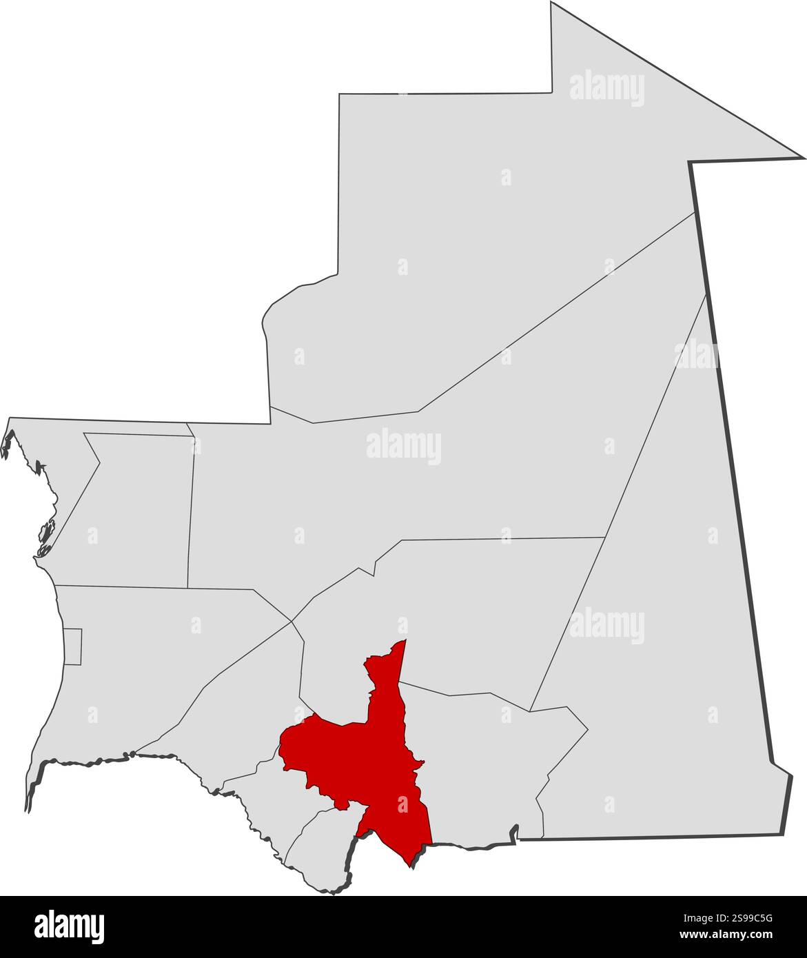 Map of Mauritania with the provinces, Assaba is highlighted Stock ...