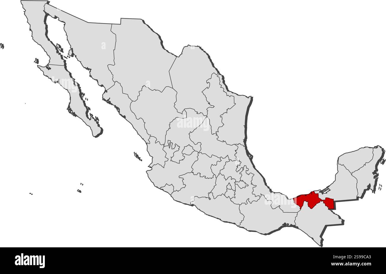 Map of Mexico with the provinces, Tabasco is highlighted Stock Vector ...