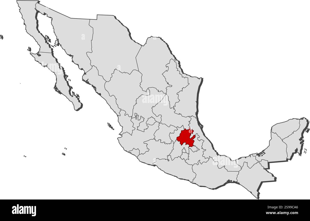 Map of Mexico with the provinces, Hidalgo is highlighted Stock Vector ...