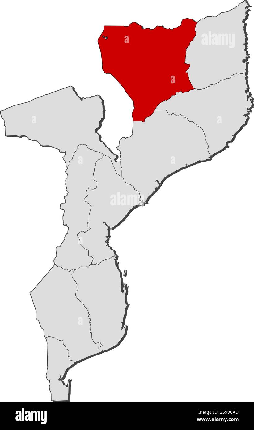 Map of Mozambique with the provinces, Niassa is highlighted Stock ...