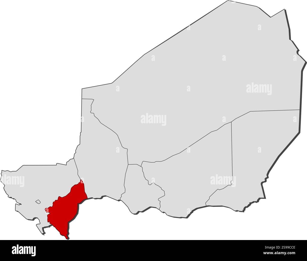 Map of Niger with the provinces, Dosso is highlighted Stock Vector ...