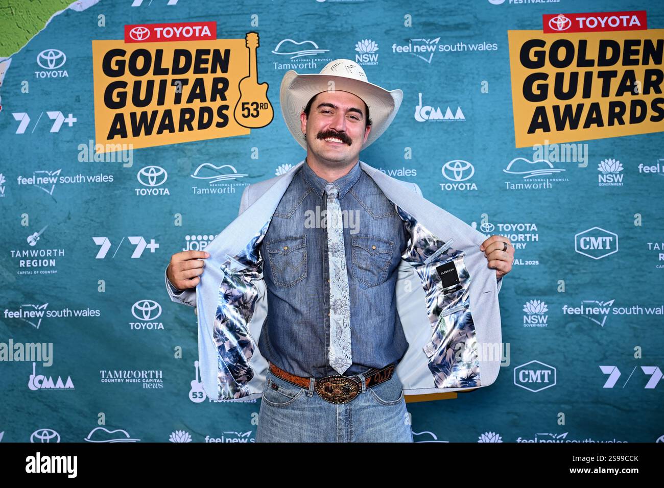 Wade Forster arrives at the Golden Guitar Awards during the 53rd Tamworth Country Music Festival ...