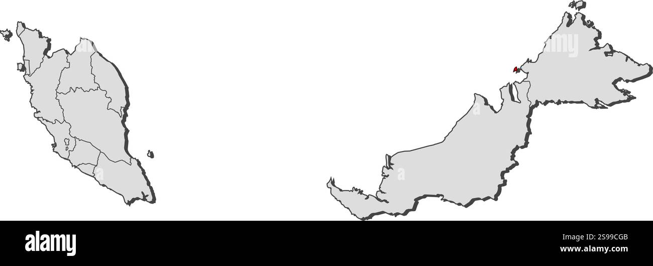 Map of Malaysia with the provinces, Labuan is highlighted Stock Vector ...