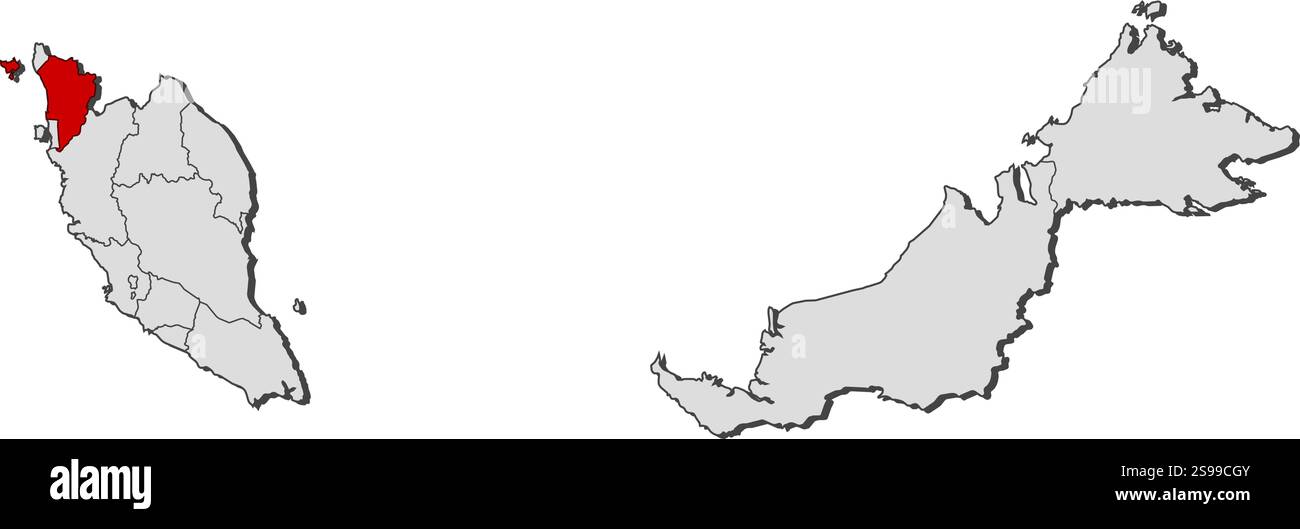 Kedah outline map Cut Out Stock Images & Pictures - Alamy