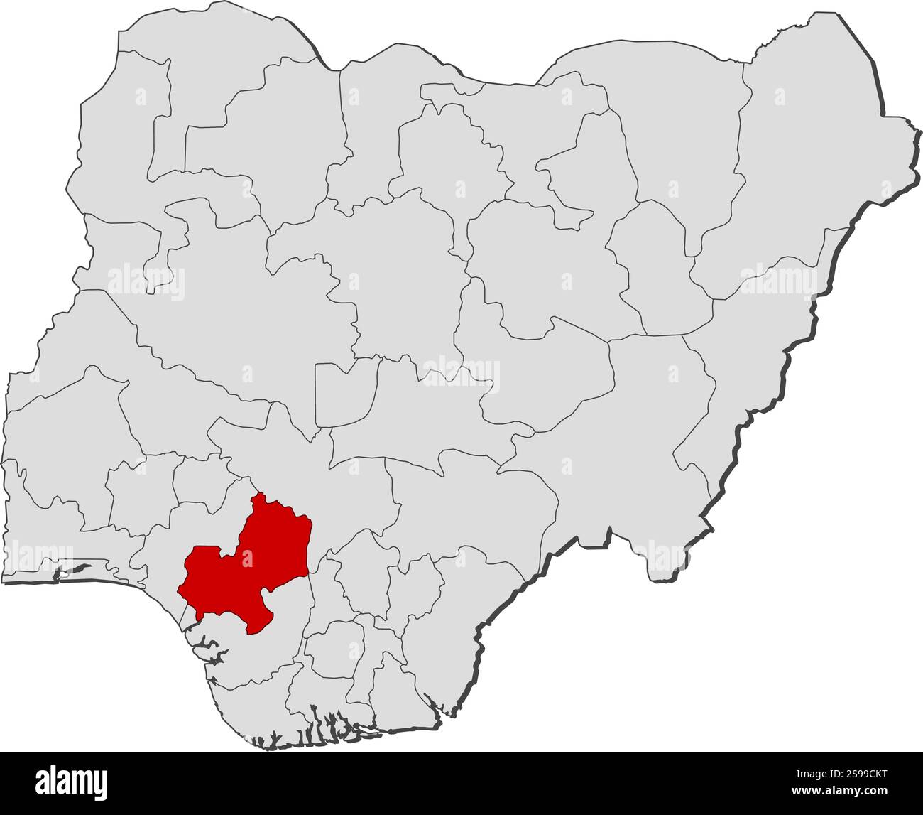 Map of Nigeria with the provinces, Edo is highlighted Stock Vector ...