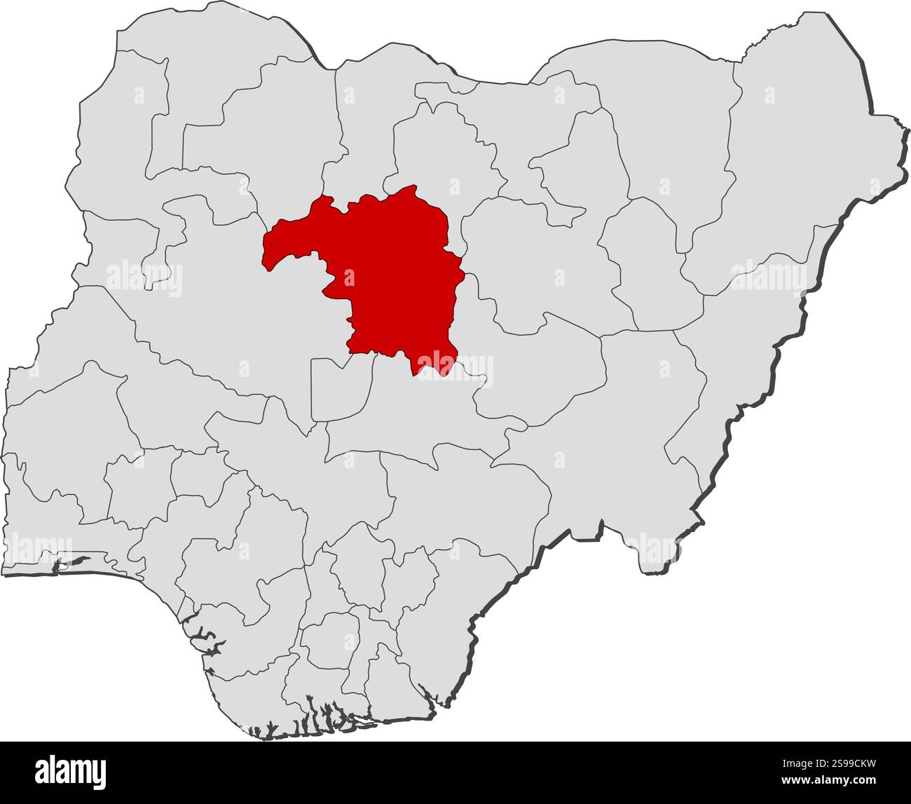 Map of Nigeria with the provinces, Kaduna is highlighted Stock Vector ...