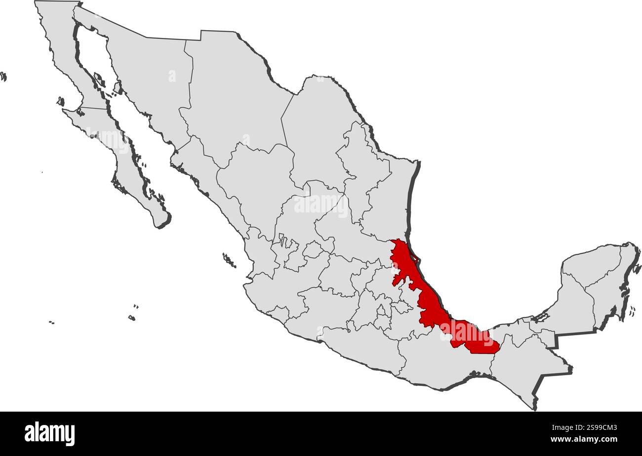 Map of Mexico with the provinces, Veracruz is highlighted Stock Vector ...