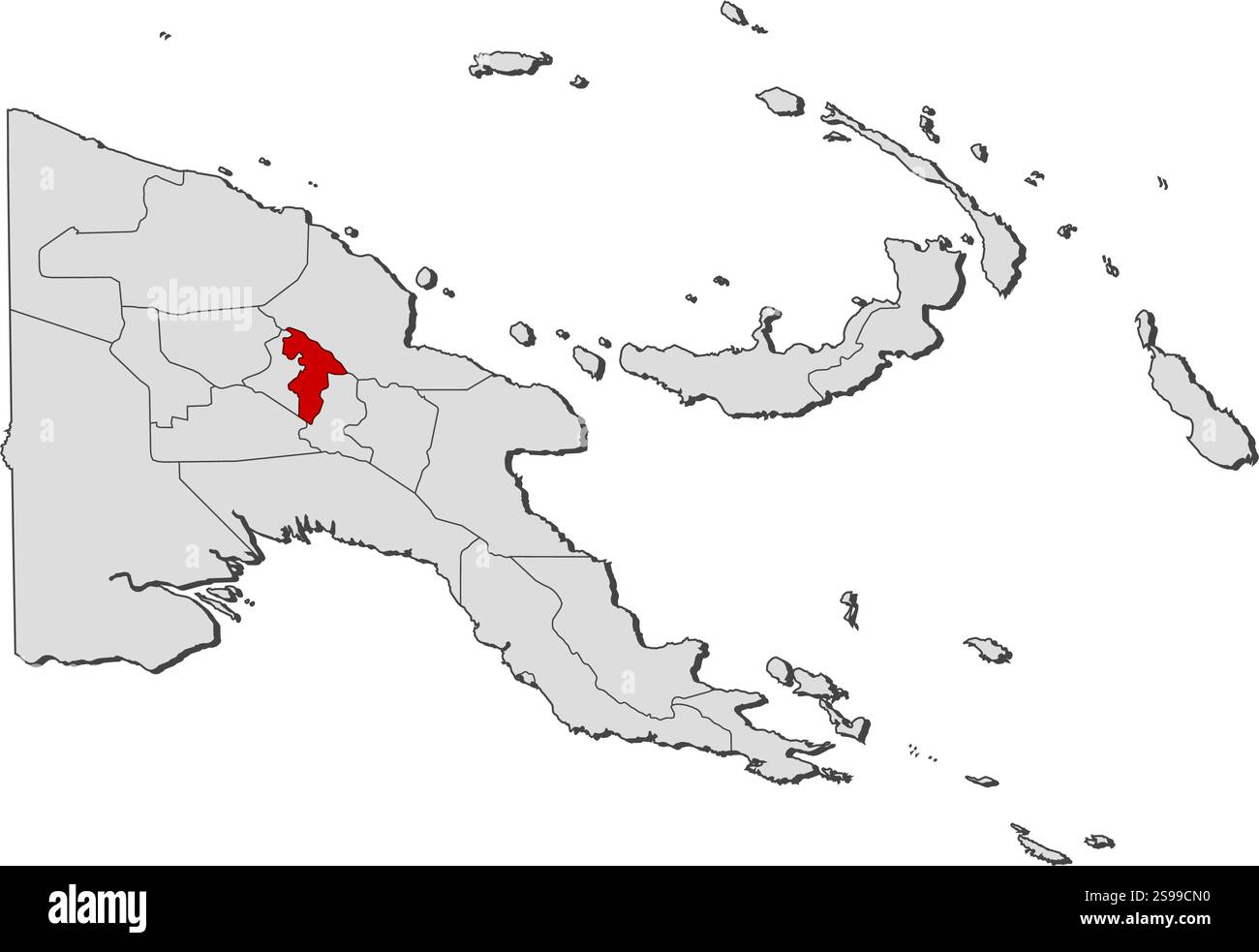 Map of Papua New Guinea with the provinces, Jiwaka is highlighted Stock ...