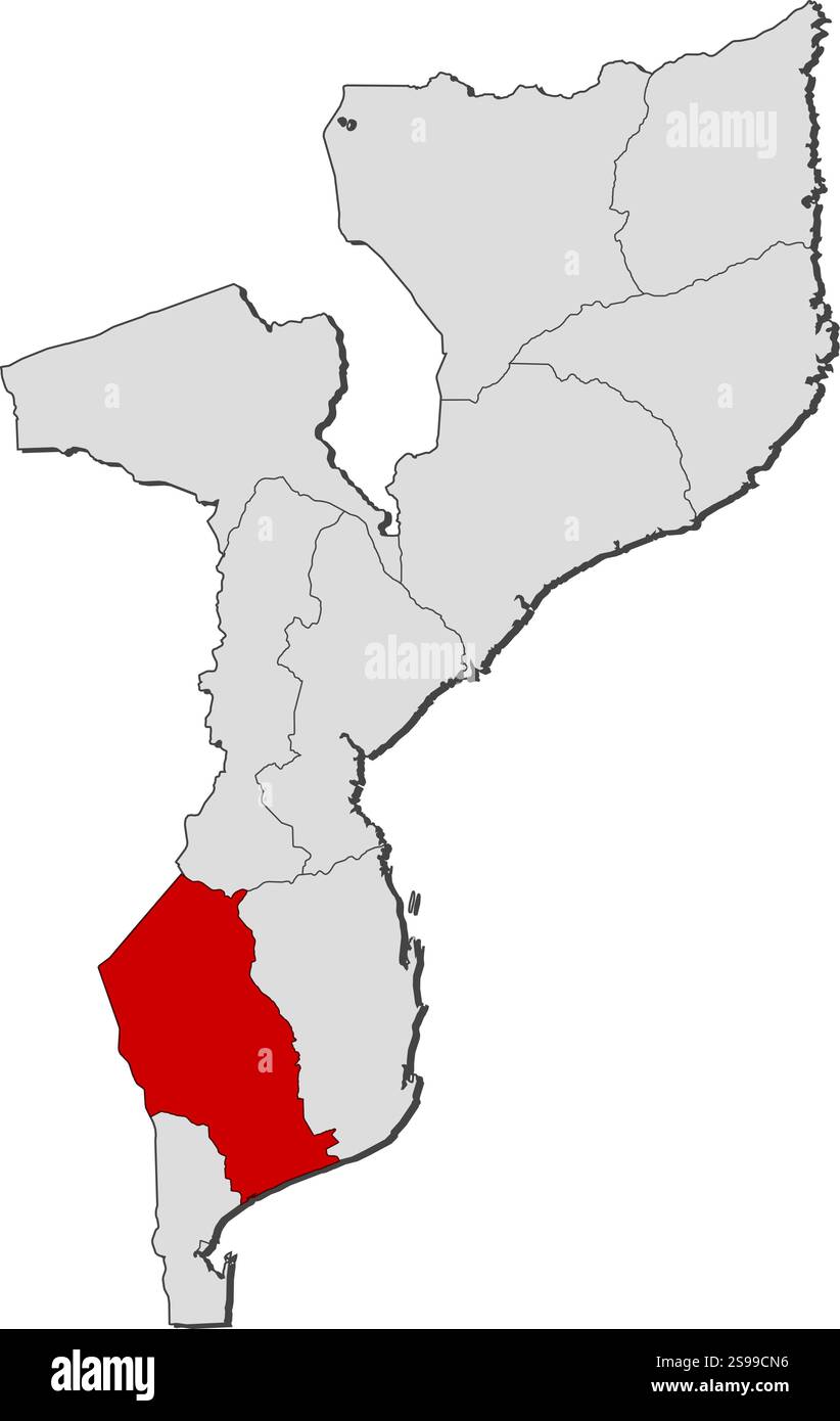 Map of Mozambique with the provinces, Gaza is highlighted Stock Vector ...