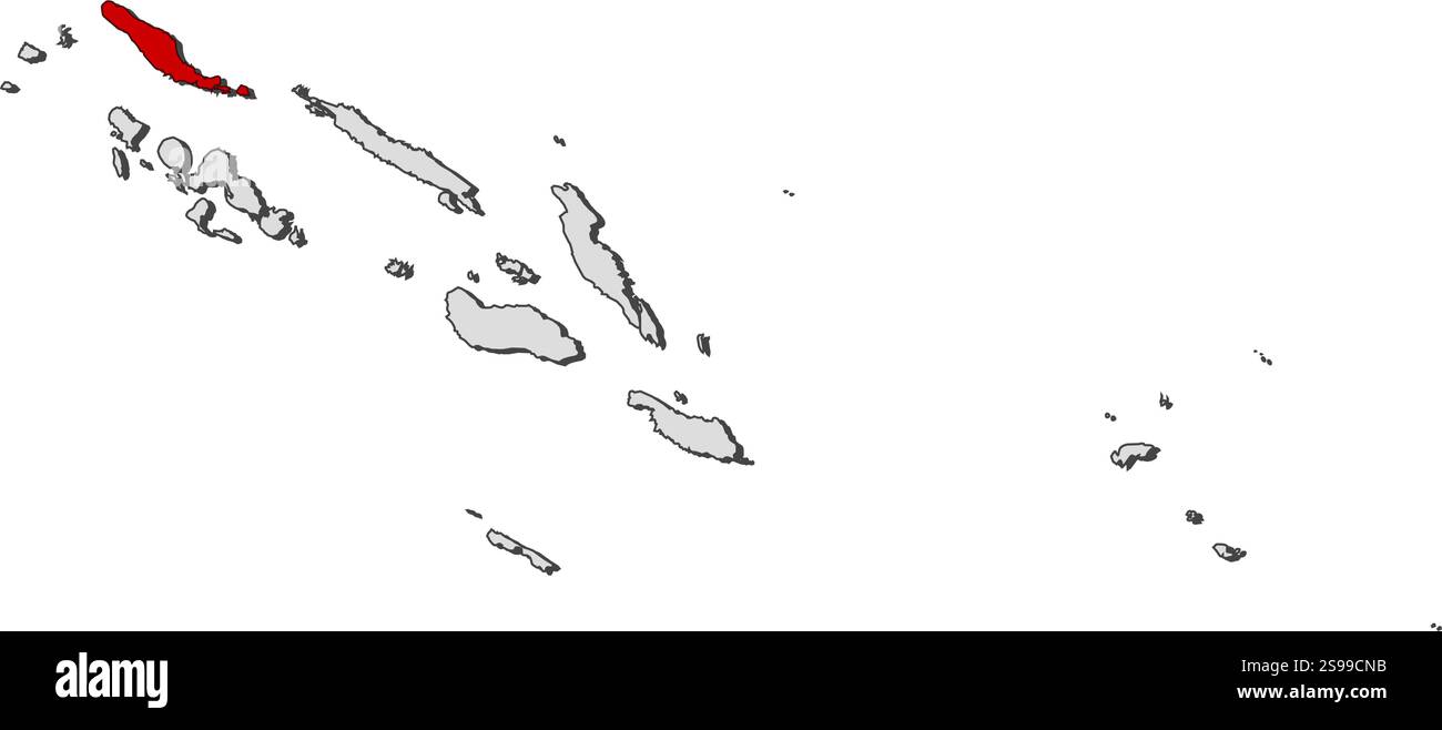 Map of Solomon Islands with the provinces, Choiseul is highlighted ...