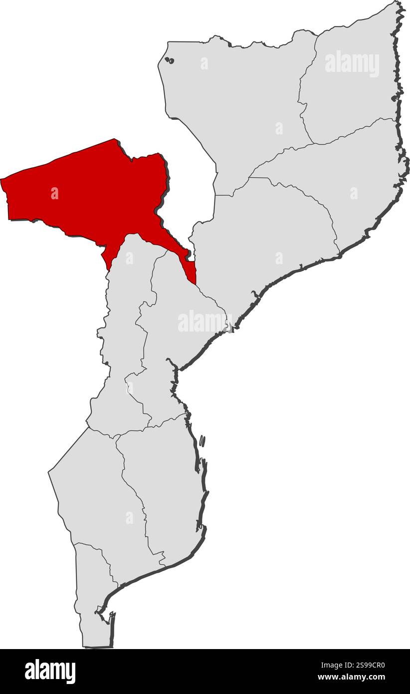 Map of Mozambique with the provinces, Tete is highlighted Stock Vector ...