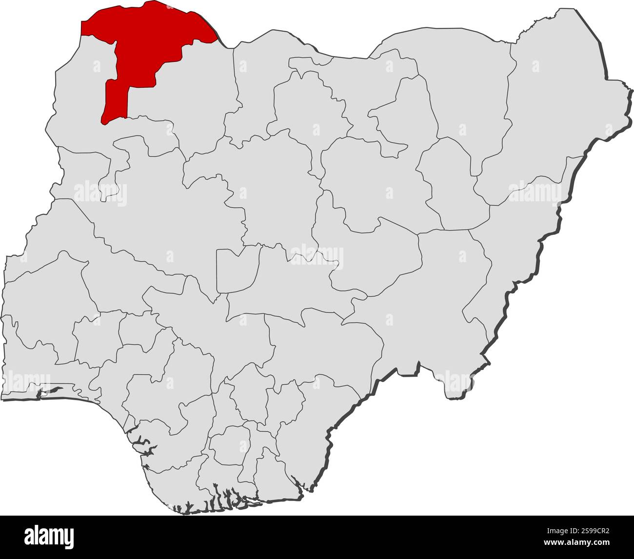 Map of Nigeria with the provinces, Sokoto is highlighted Stock Vector ...