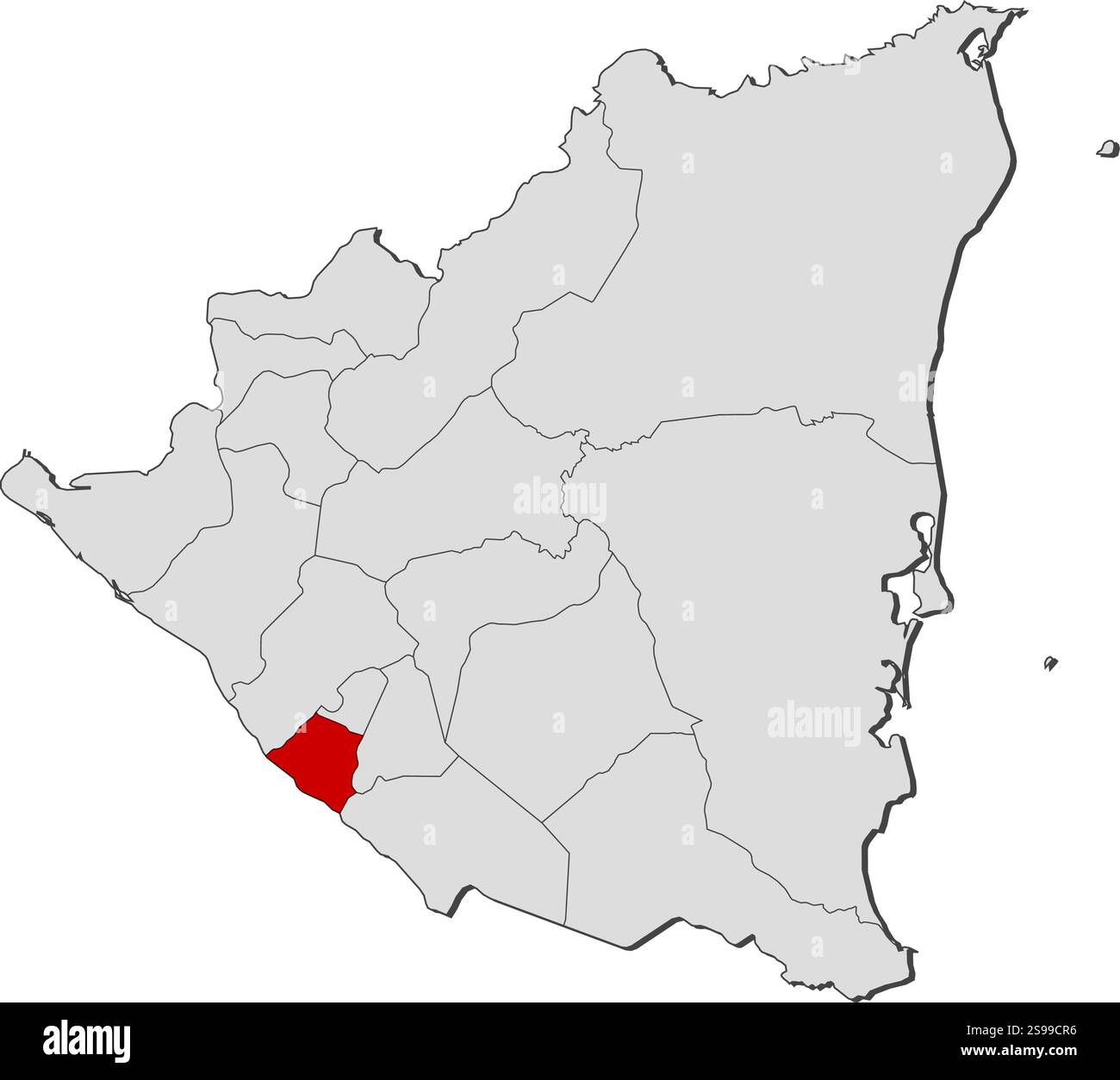 Map of Nicaragua with the provinces, Carazo is highlighted Stock Vector ...