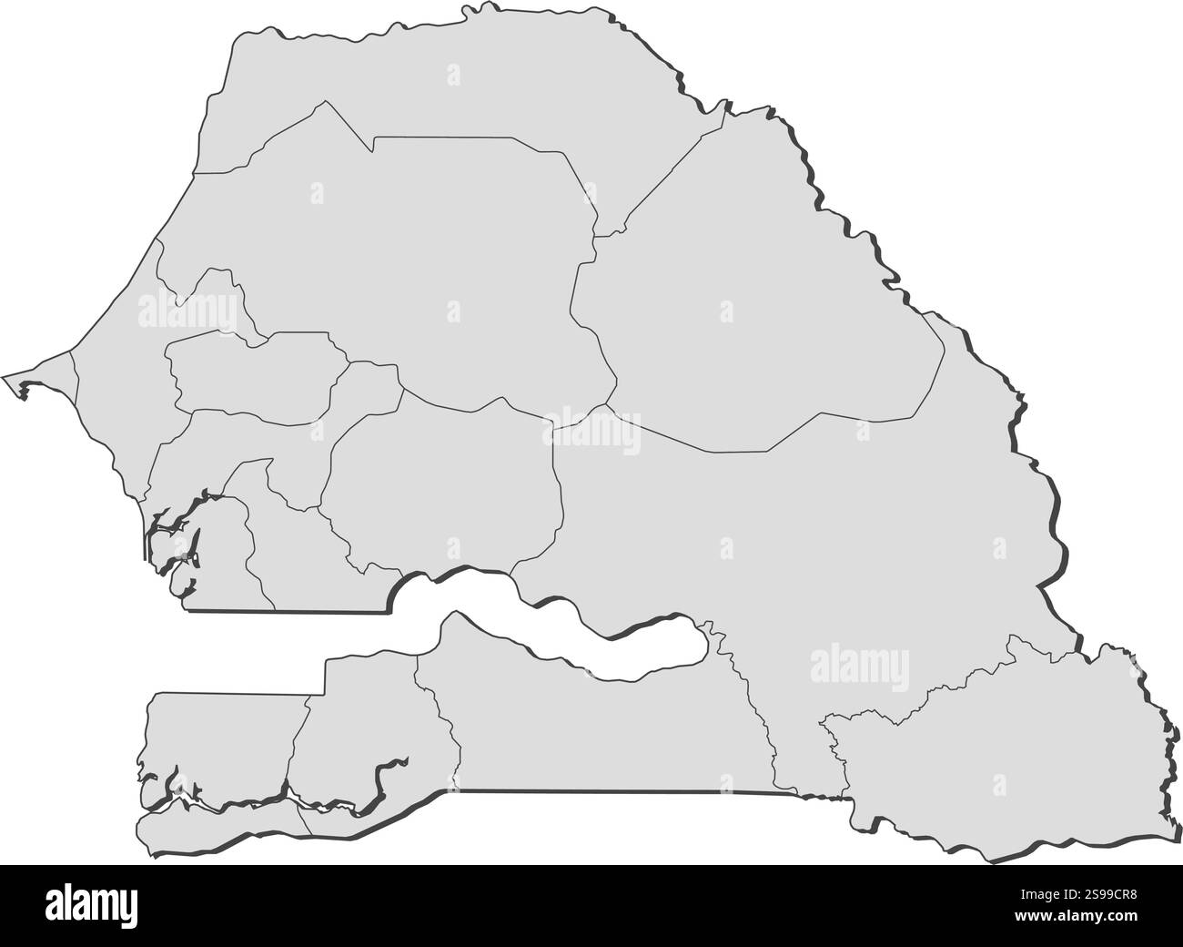 Map of Senegal with the provinces Stock Vector Image & Art - Alamy