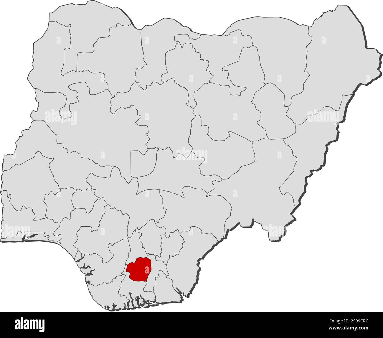Map of Nigeria with the provinces, Imo is highlighted Stock Vector ...