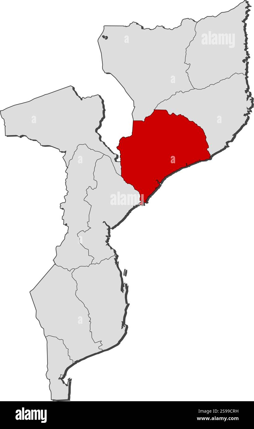 Map of Mozambique with the provinces, Zambezia is highlighted Stock ...