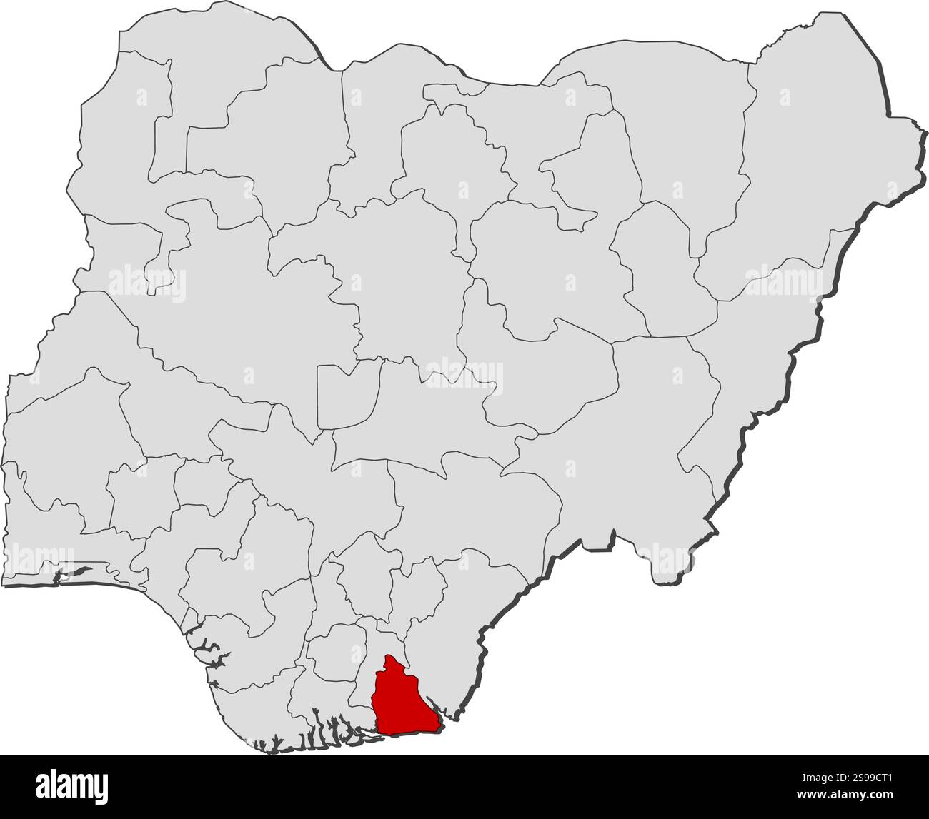 Map of Nigeria with the provinces, Akwa Ibom is highlighted Stock ...