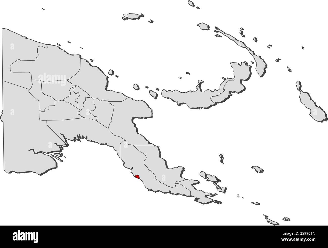 Map of Papua New Guinea with the provinces, National Capital District ...
