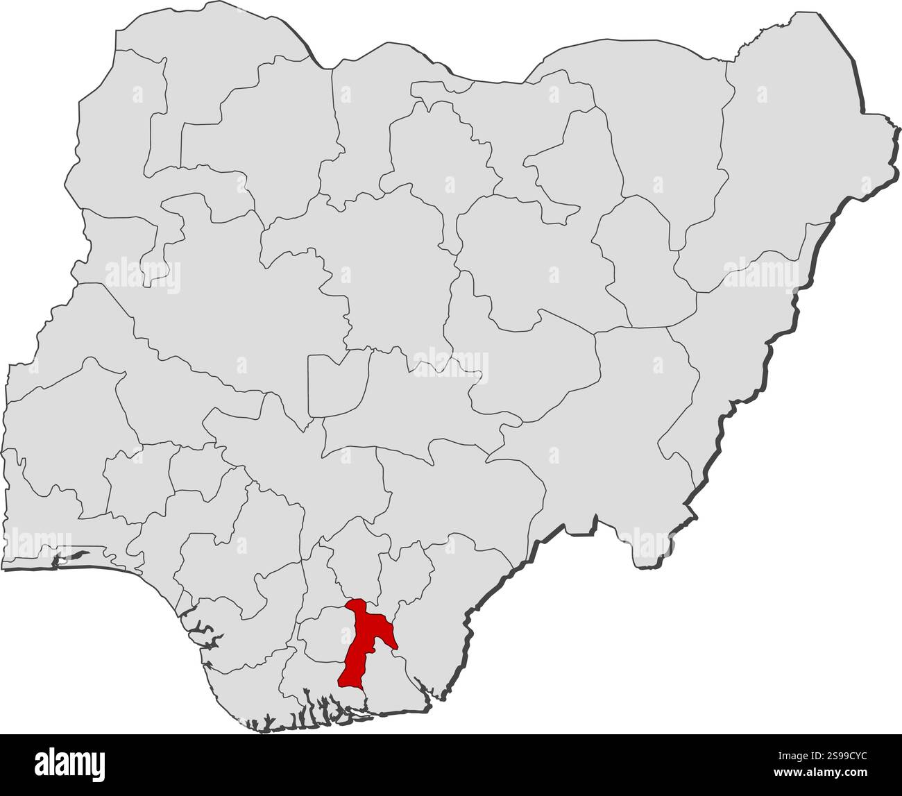 Map of Nigeria with the provinces, Abia is highlighted Stock Vector ...