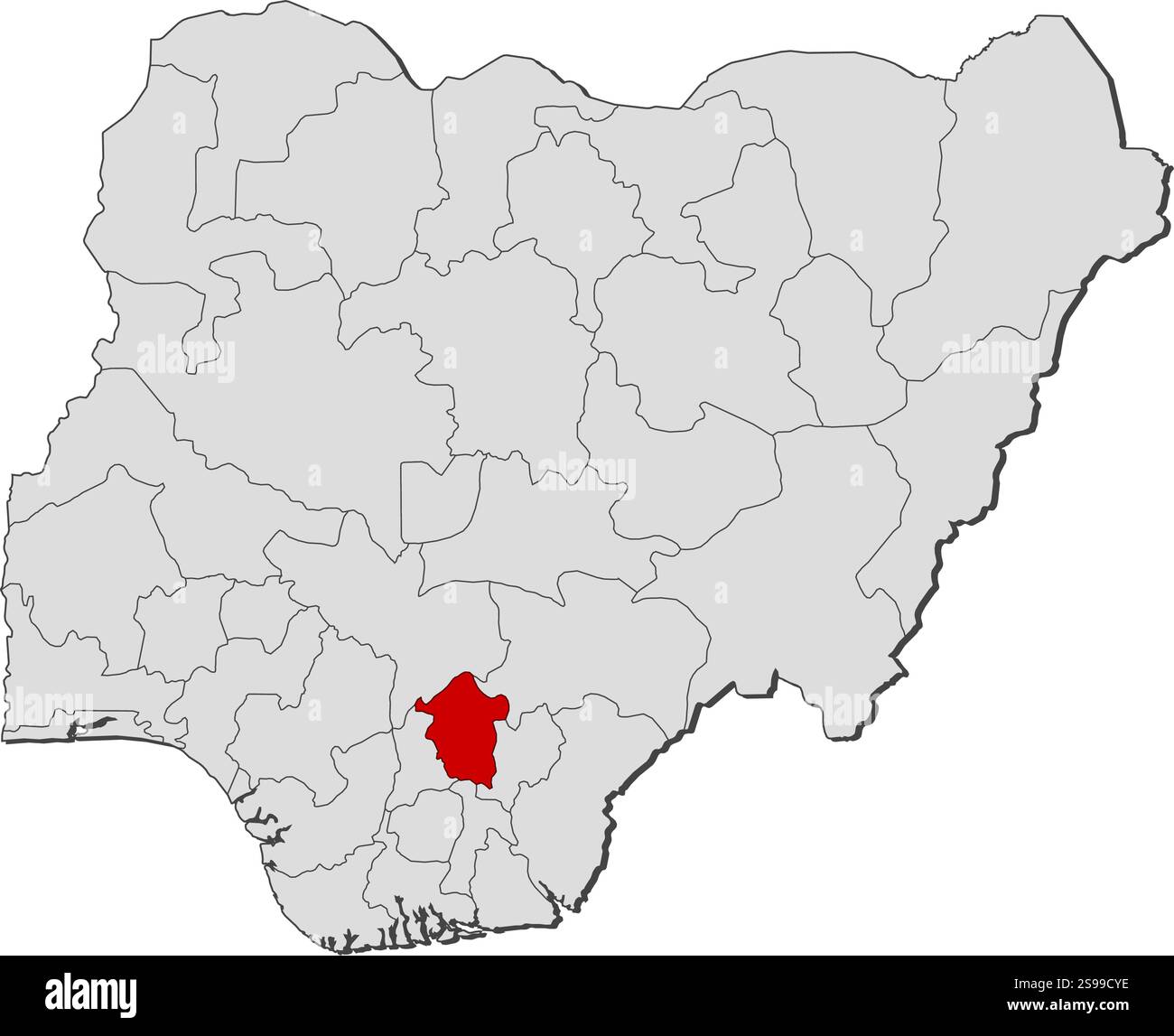 Map of Nigeria with the provinces, Enugu is highlighted Stock Vector ...